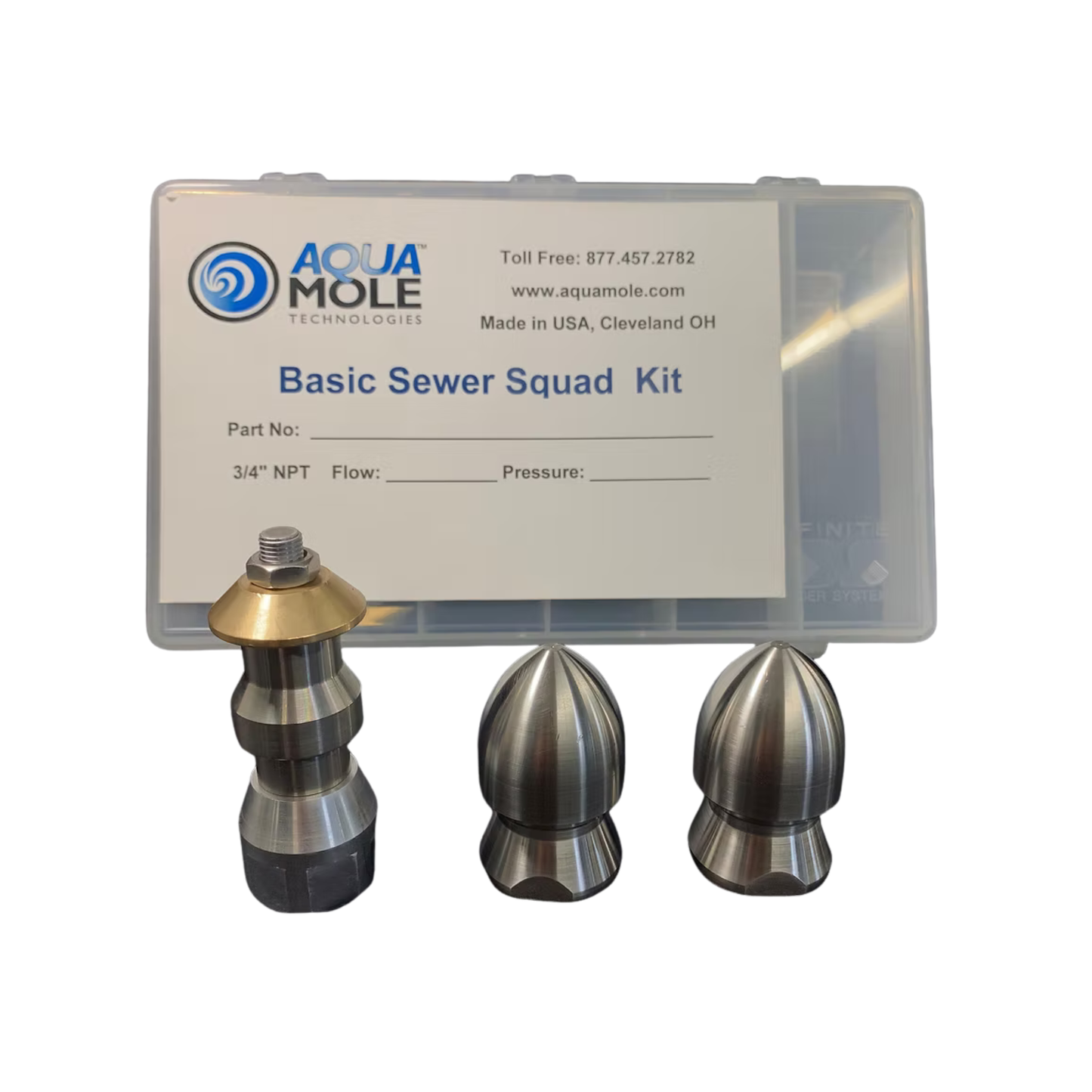 Sewer Squad Basic Nozzle Kit by Aqua Mole | One Stop Sewer Shop
